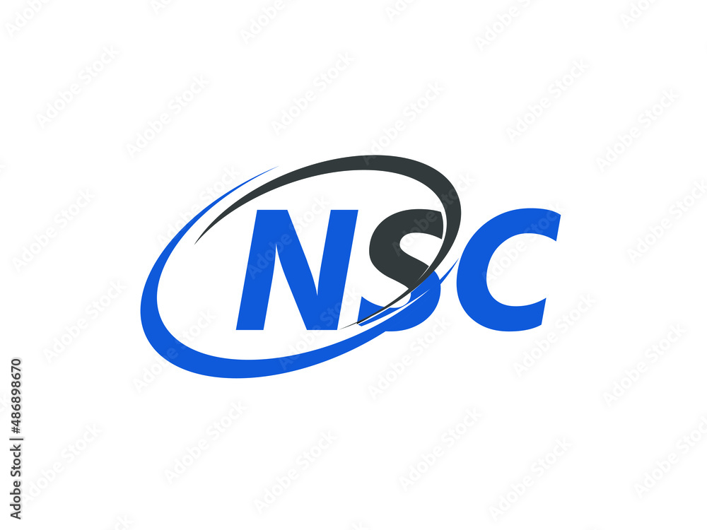 NSC letter creative modern elegant swoosh logo design Stock Vector ...