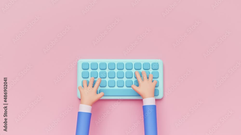 cartoon hand typing in a keyboard. simple 3d 4k animation Stock Video ...