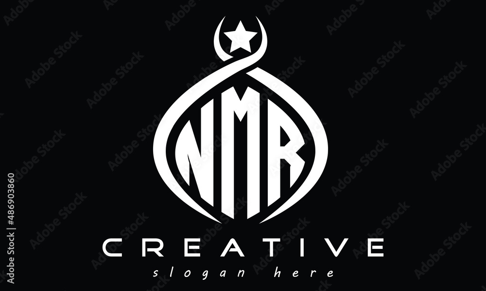 NMR three letters monogram curved oval initial logo design, geometric ...