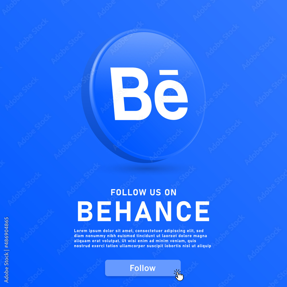 follow us on behance for social media icons banner in 3d round circle - join us on 3d behance ...