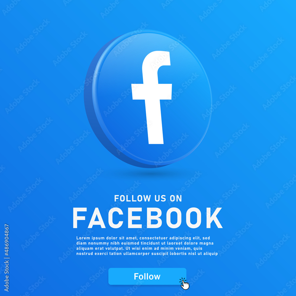 follow us on facebook for social media icons banner in 3d round circle ...
