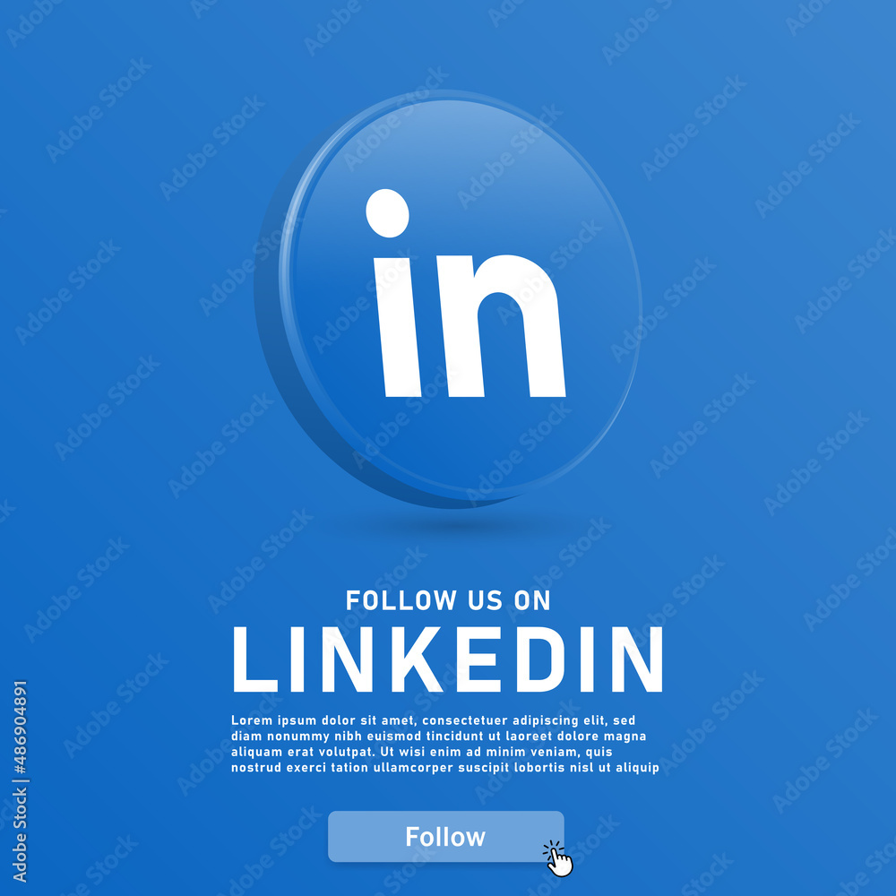 follow us on linkedin for social media icons banner in 3d round circle ...