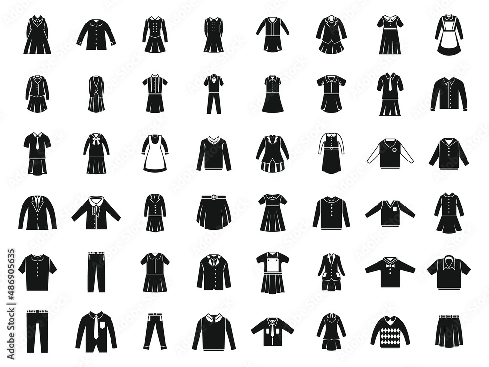 School uniform icons set simple vector. Formal general Stock Vector ...