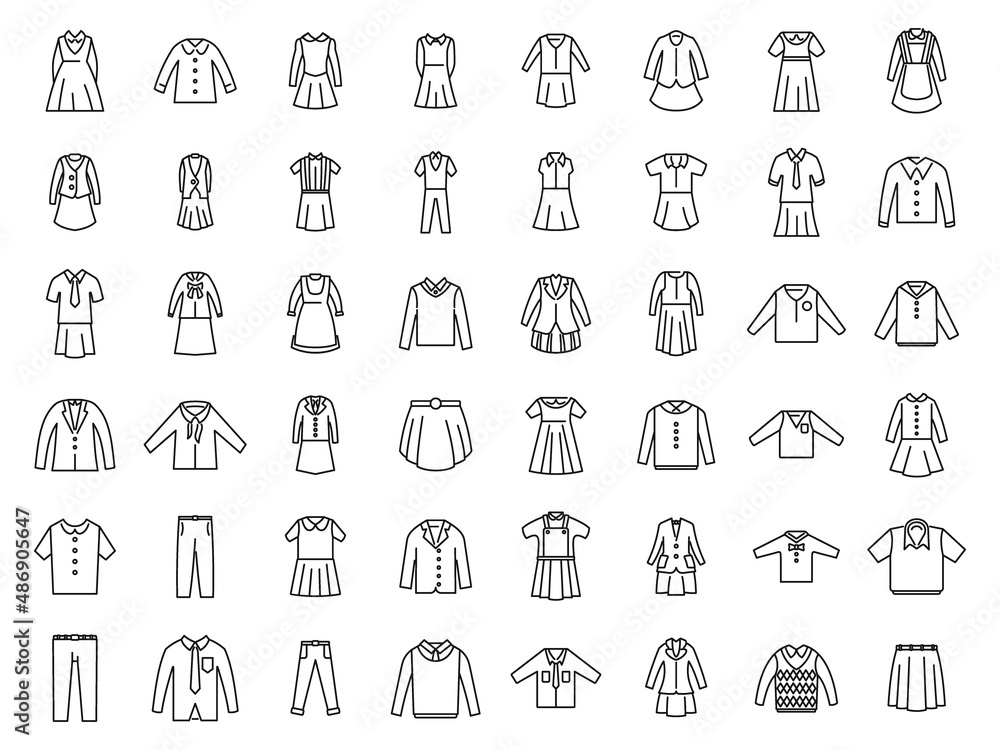 School uniform icons set outline vector. Formal general Stock Vector ...