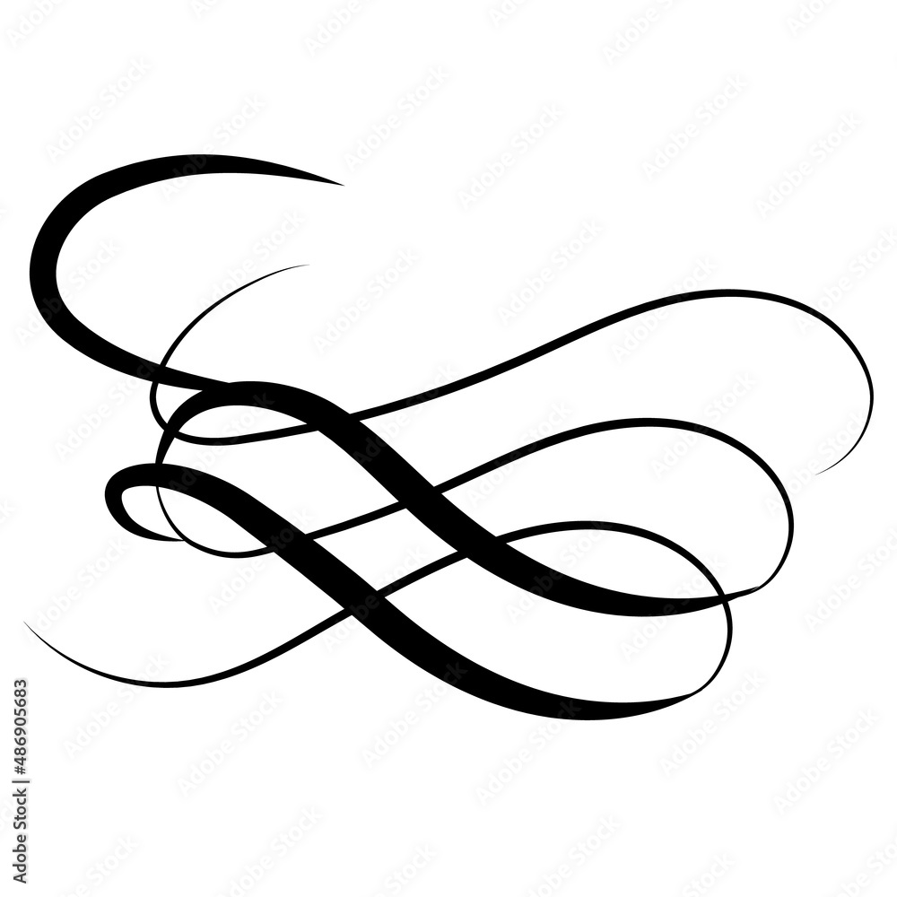 Underline handwritten curved stroke calligraphy lettering element, hand ...