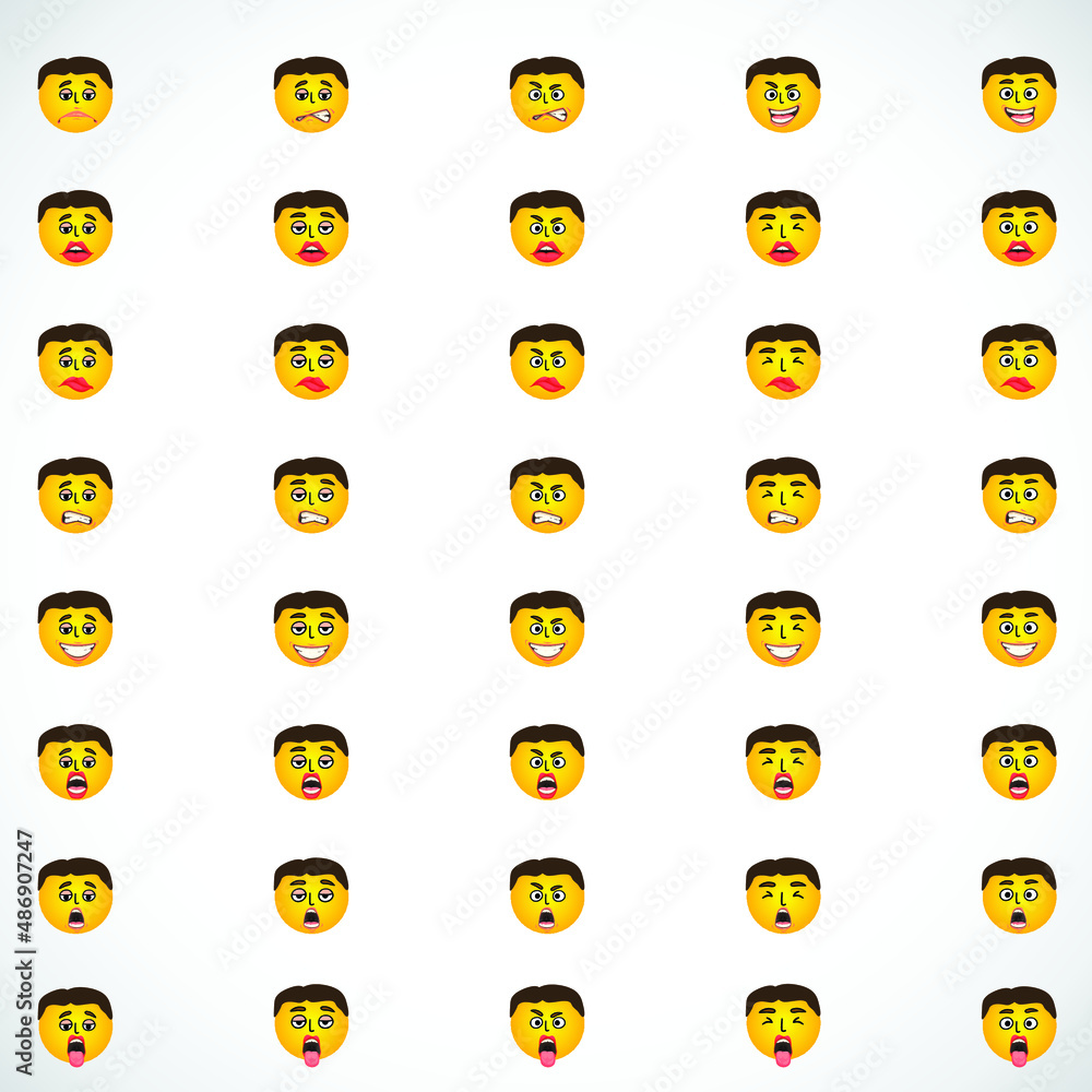 Funny Set Of Emoticon Smile Icons Cartoon Emoji Set Vector Emoticon