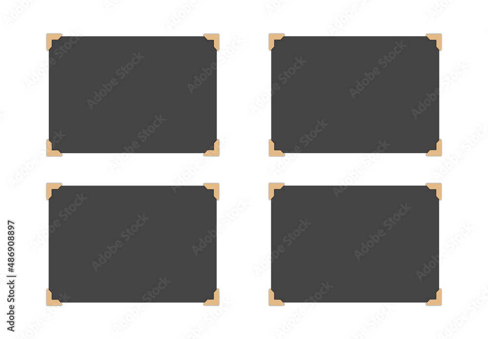 Set of horizontal empty pages for photos. Black vintage photo cards ...