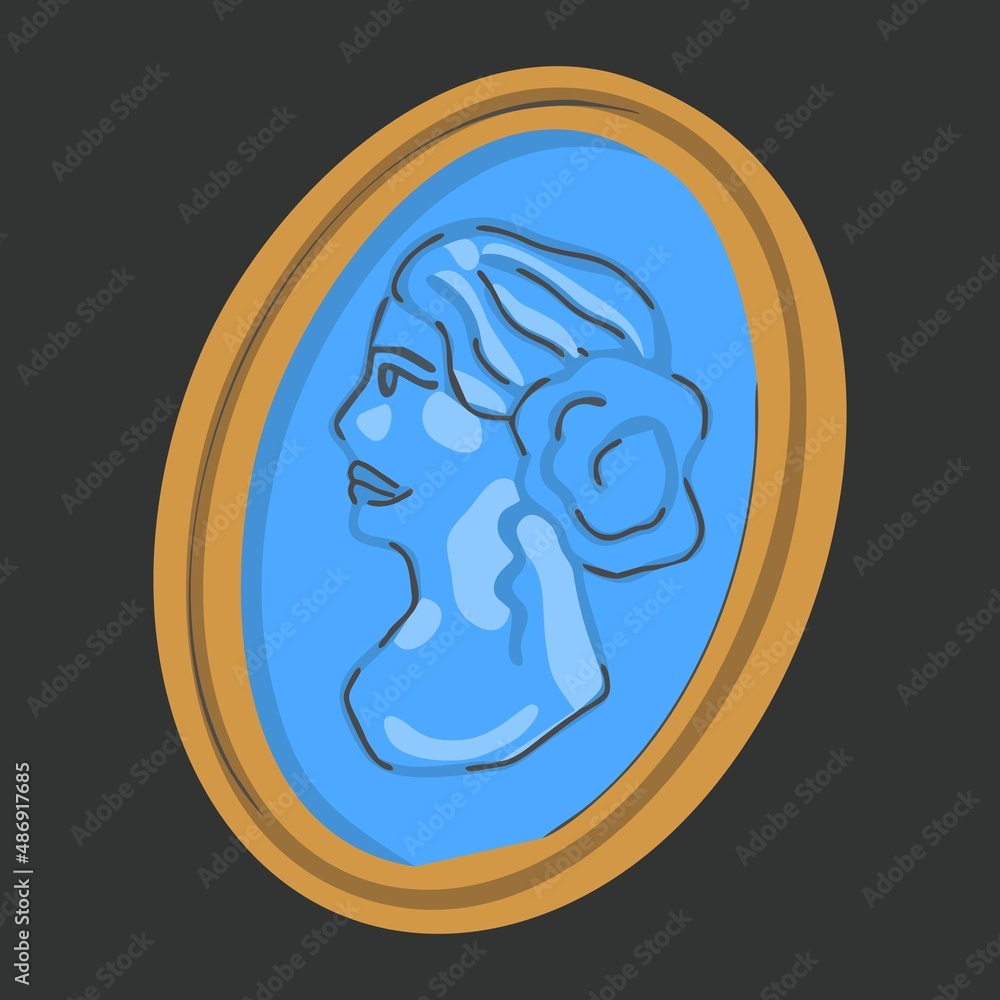 Vector illustration with vintage antique brooch. Feminine design ...