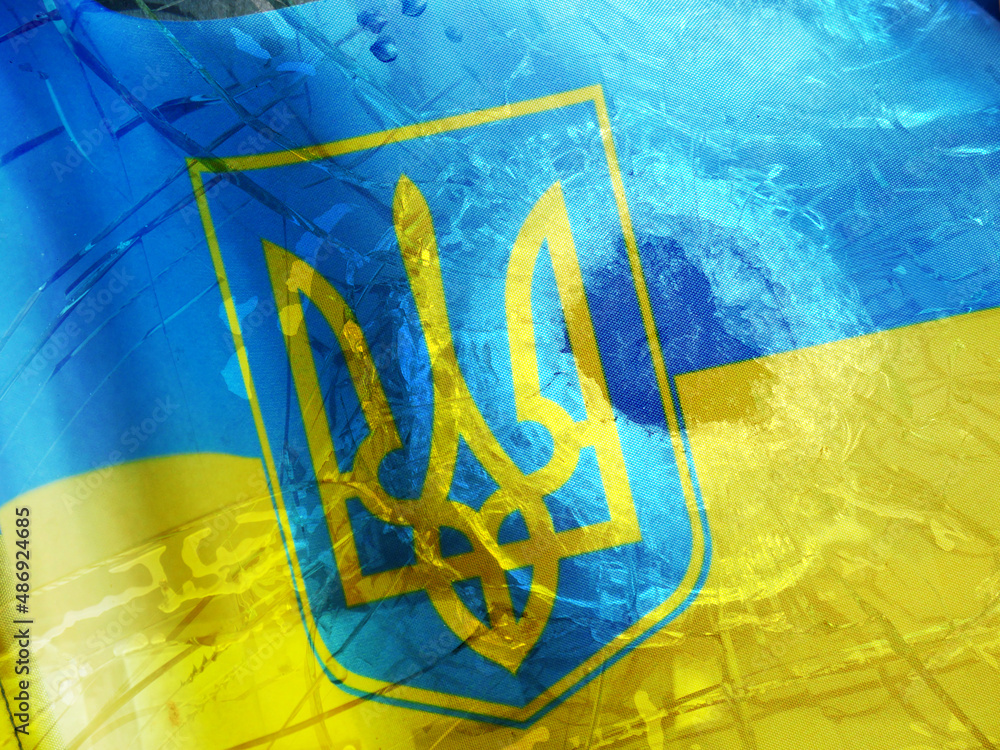 Ukrainian flag with war symbolic, closeup. Waving flag of Ukraine. flag ...
