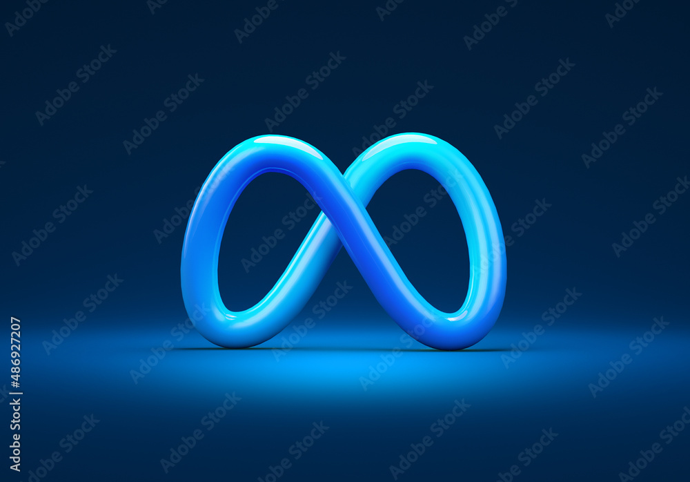 Valencia, Spain - February, 2022: Isolated Meta logo icon in 3D render ...