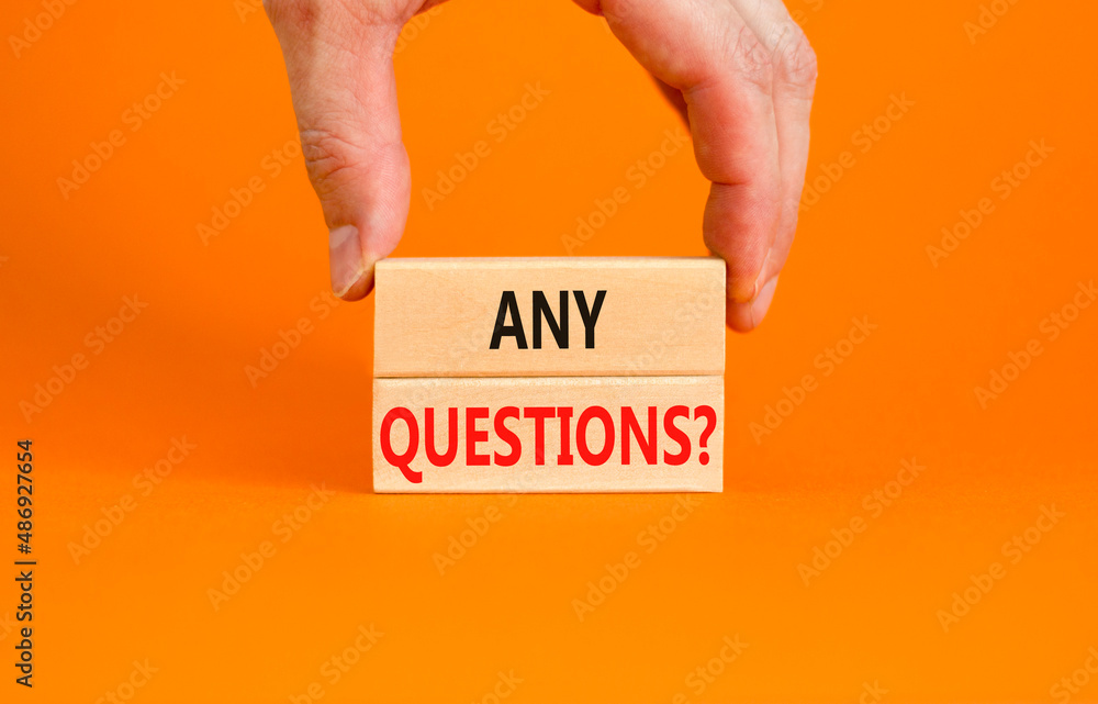 Any questions symbol. Concept words Any questions on wooden blocks on a ...