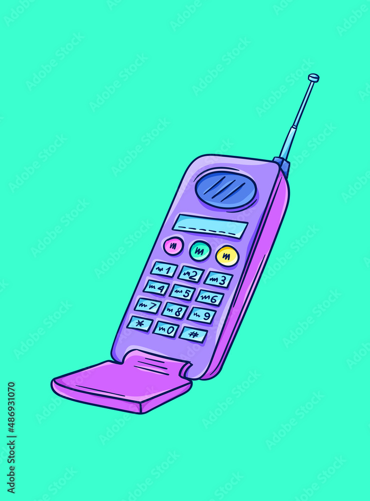 Mobile phone illustration. Retro cellphone. Cellular phone retro ...