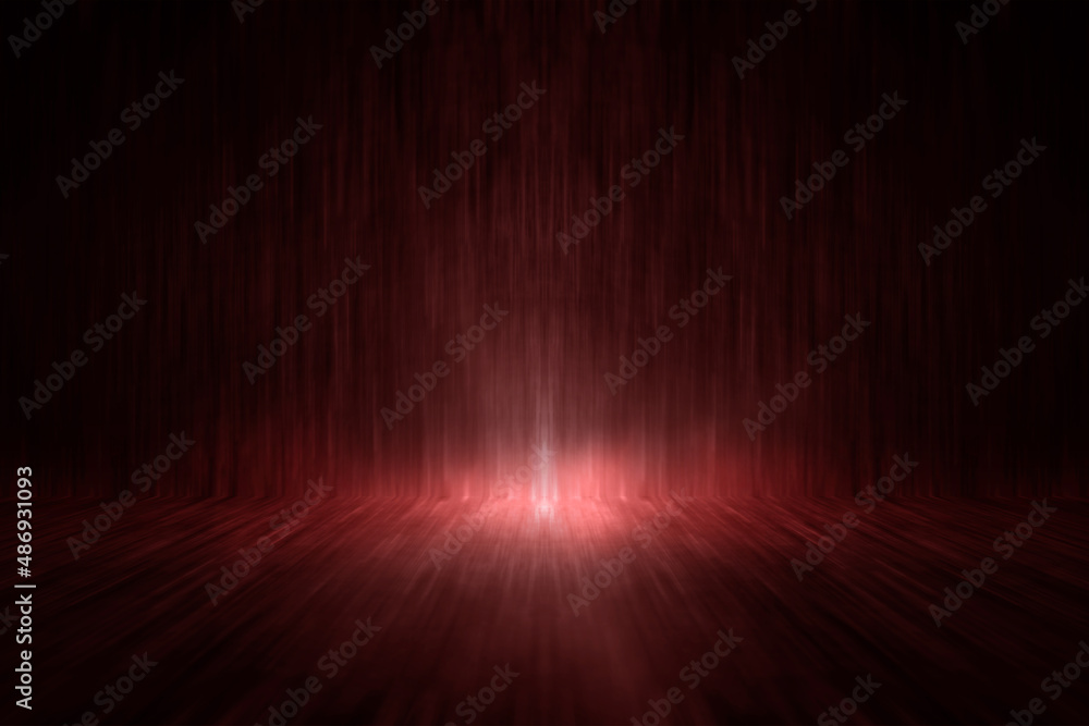 perspective stage floor backdrop red room studio with light red ...