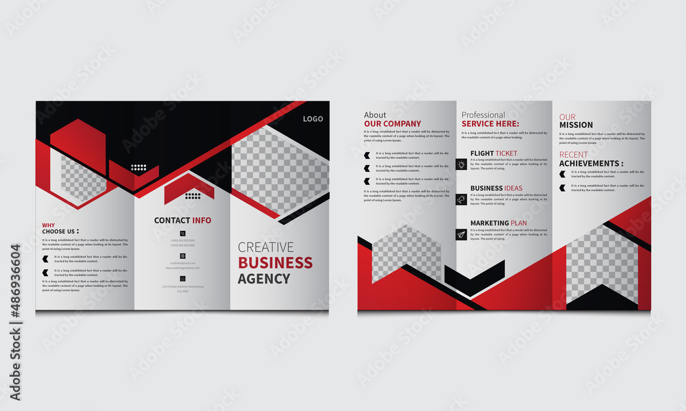 Trifold Brochure. Red Color Business, Advertising , Company Brochure ...
