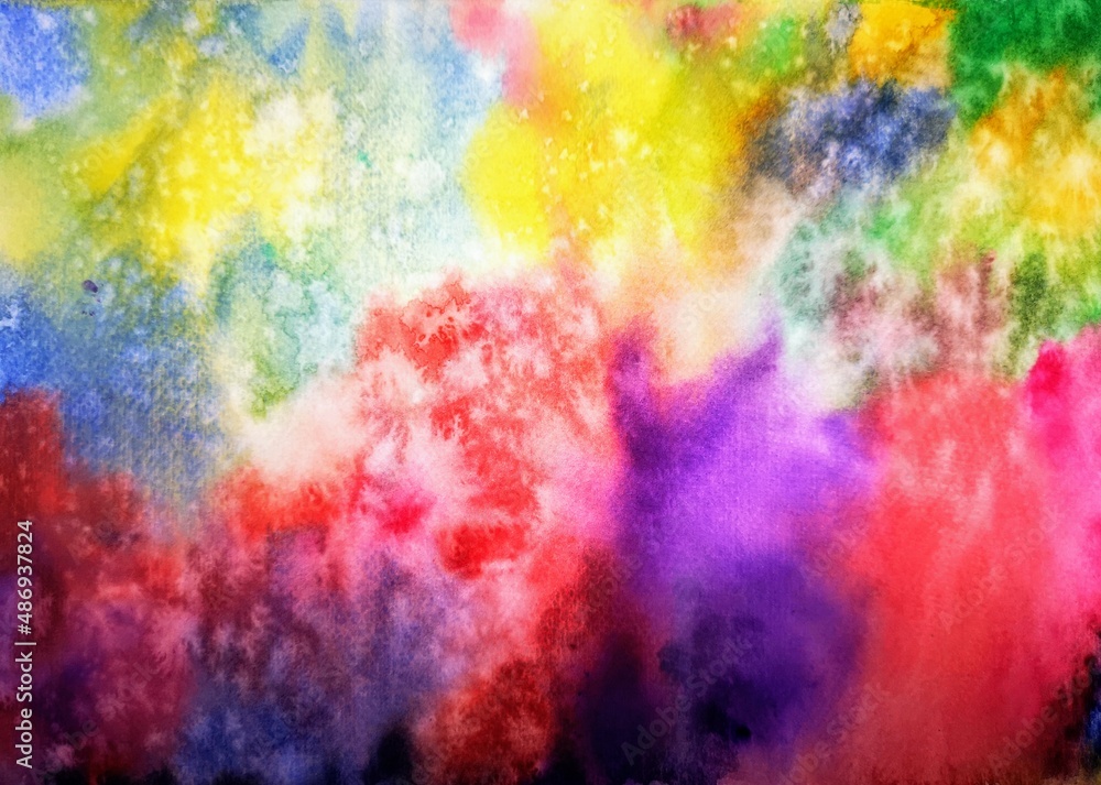 colorful bright Multi colors watercolor background with water stained ...