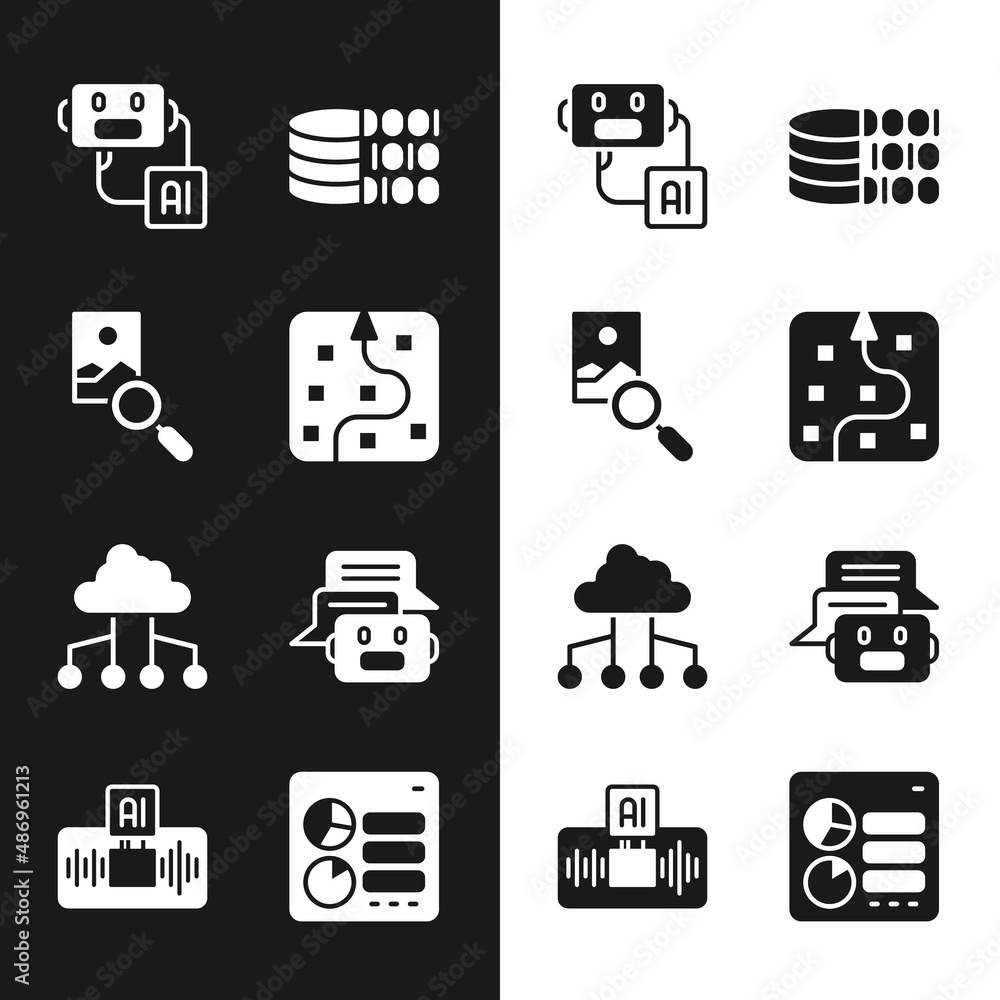 Set Neural network, Photo retouching, Artificial intelligence robot ... Set Neural network, Photo retouching, Artificial intelligence robot ...