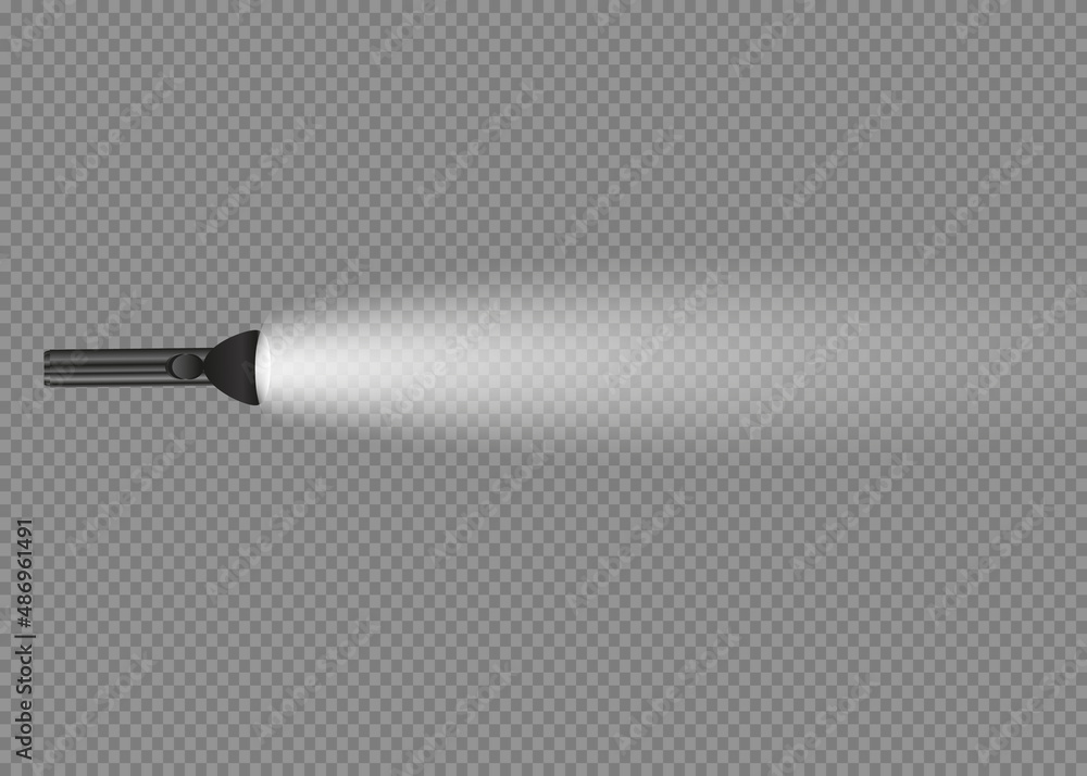 flashlight on a transparent background. Shine.lighting the space.metal ...