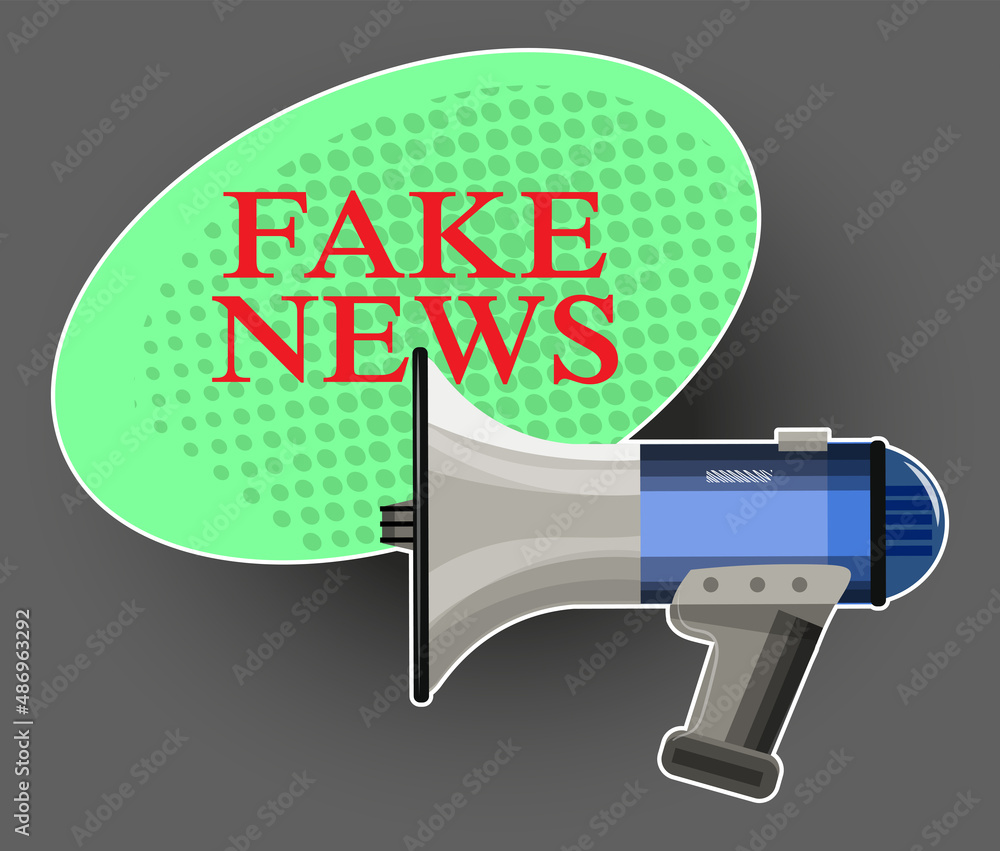 Loudspeaker and bubble with the inscription - Fake news. Media icon ...