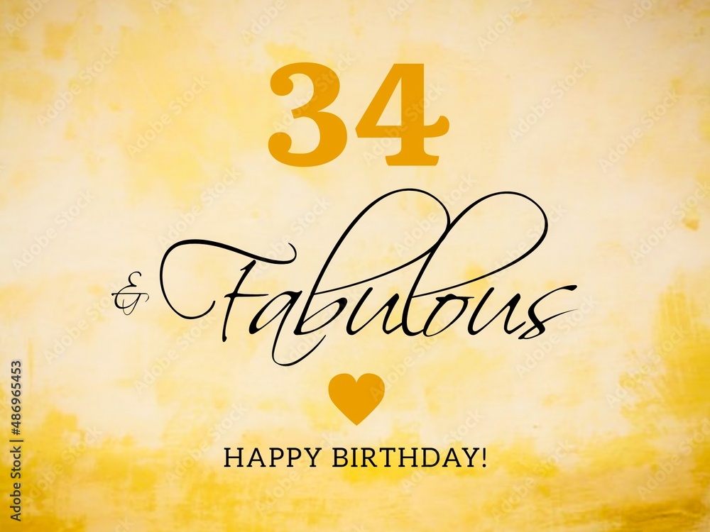 34th birthday card wishes illustration Stock Illustration | Adobe Stock