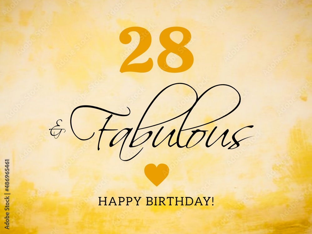 28th birthday card wishes illustration Stock Illustration | Adobe Stock
