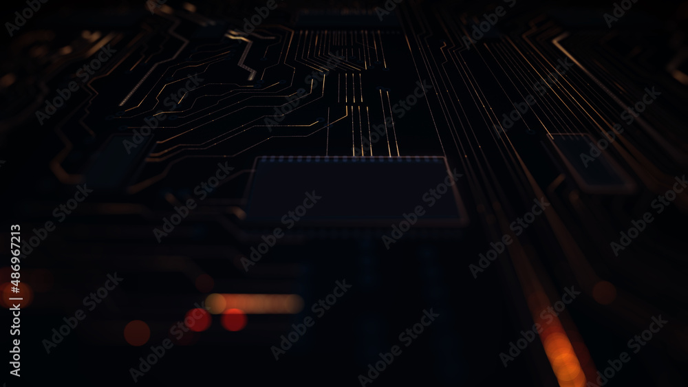 Printed circuit board futuristic server/The motherboard of server is ...
