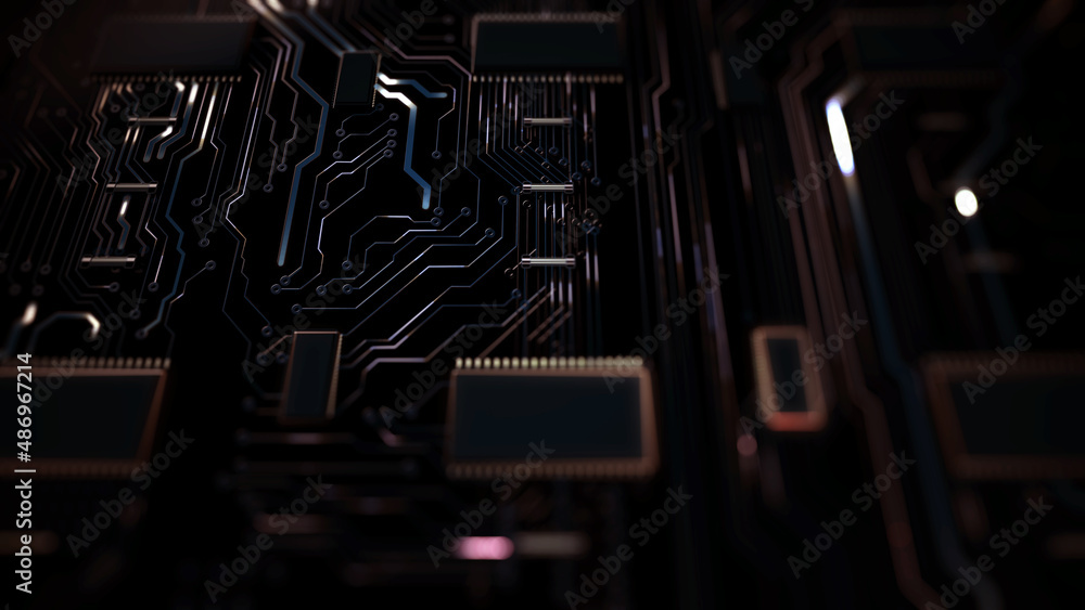 Printed circuit board futuristic server/The motherboard of server is ...