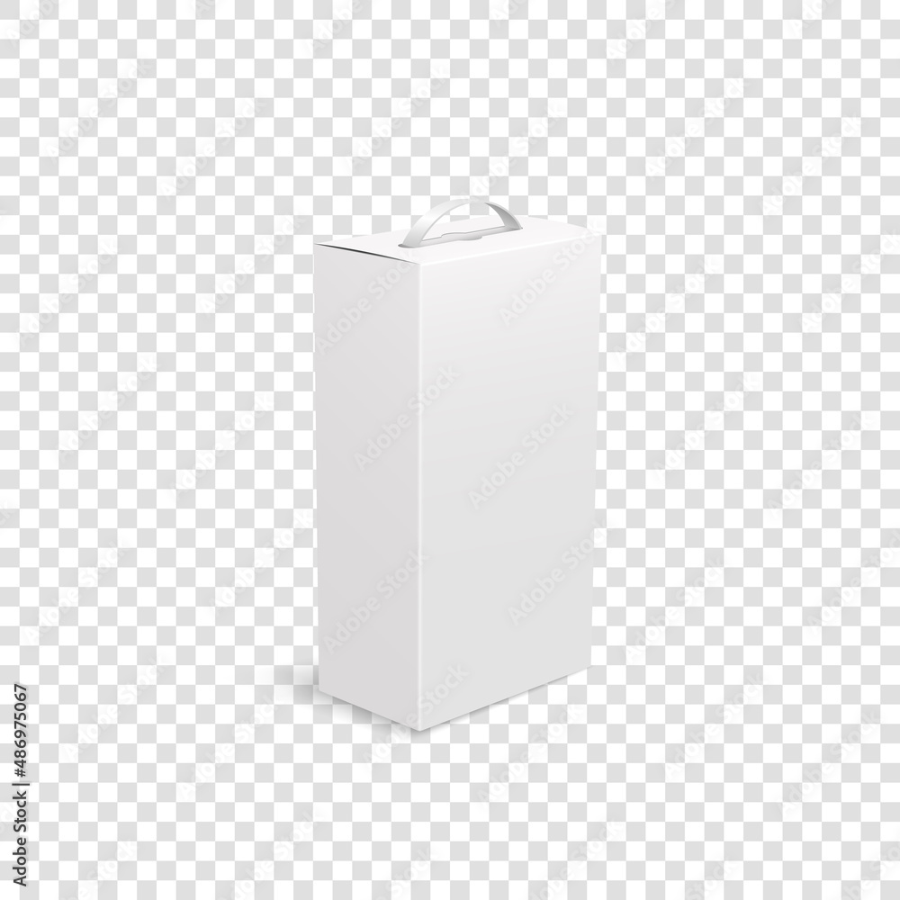 Cardboard box with handle template mockup isolated on transparent ...