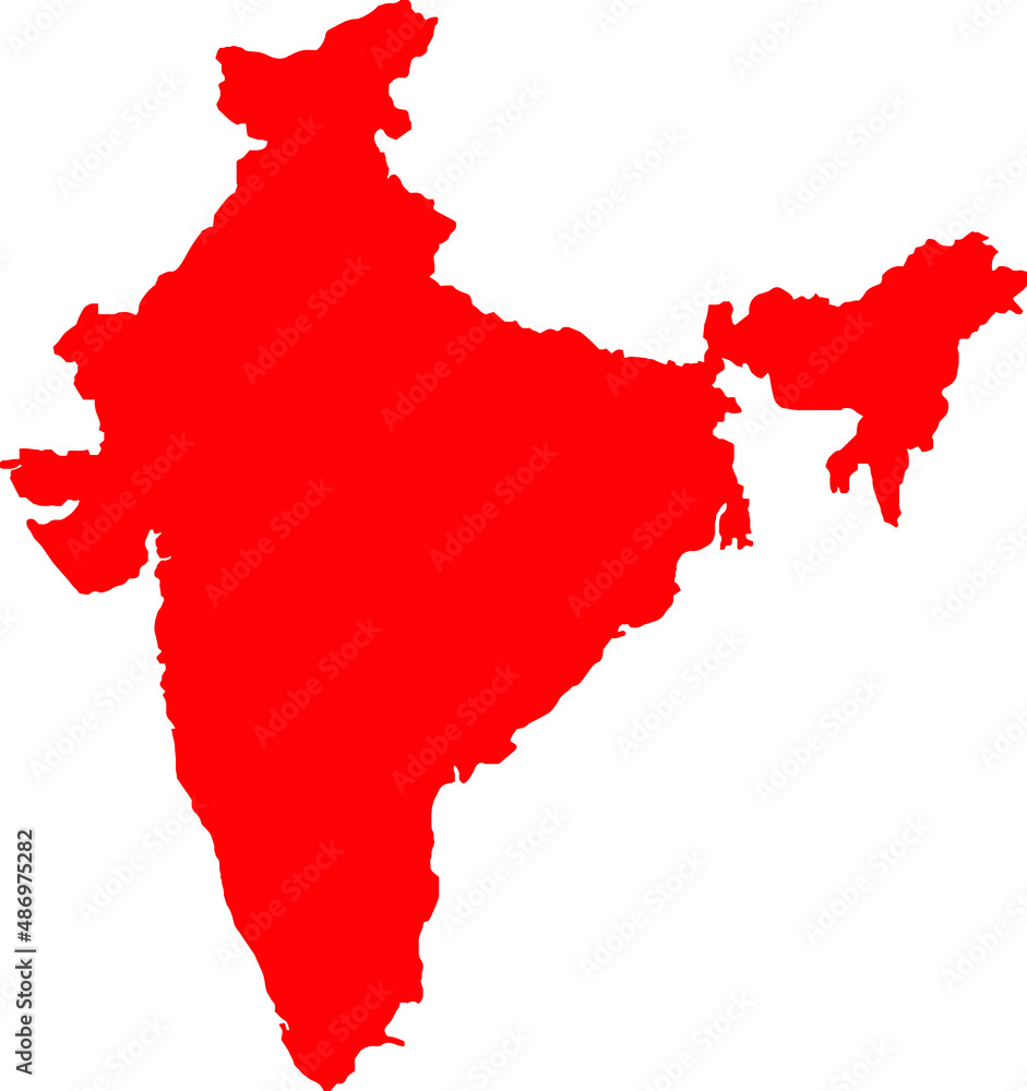 Vetor do Stock: Red colored India outline map. Political indian map ...