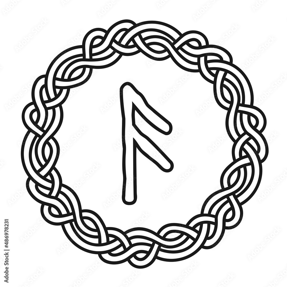 Rune Ansuz in a circle - an ancient Scandinavian symbol or sign, amulet ...