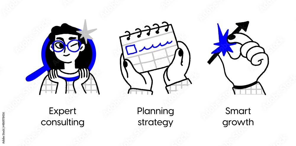 Planning and consulting services- set of business concept illustrations ...