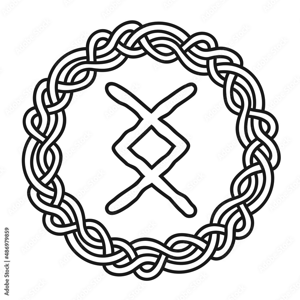 Rune Inguz Ingwaz in a circle - an ancient Scandinavian symbol or sign ...