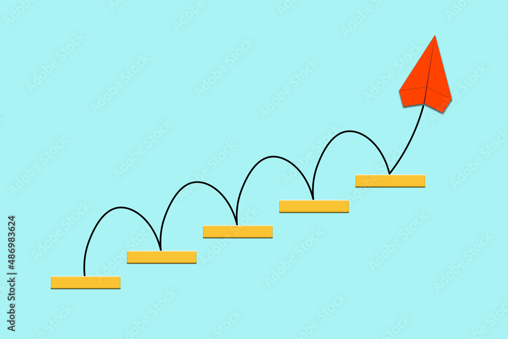 Success, growth,career path or achievement illustration. Paper plane ...