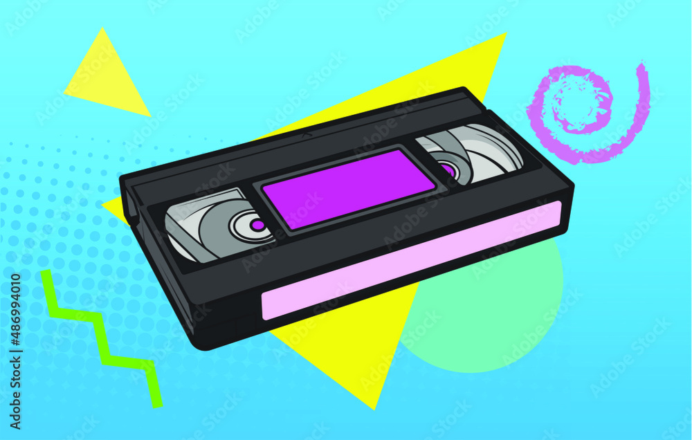 Retro VHS Cassette Tape Vector Illustration Stock Vector | Adobe Stock