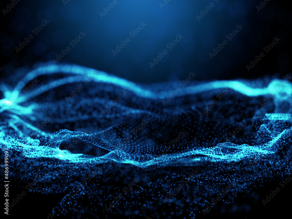 3D modern technology background with digital particles design Stock ...
