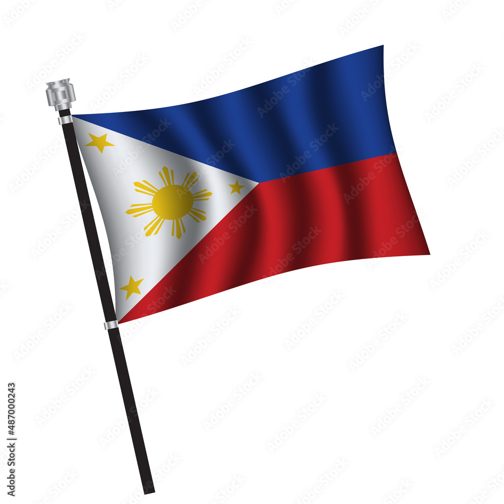 Philippine flag , flag of Philippine waving on flag pole, vector illustration EPS 10. Stock ...