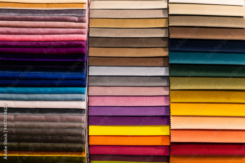 Tissue catalog. Catalog of multi-colored fabric samples. Textile ...