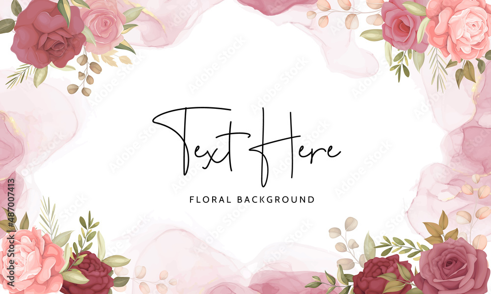 Beautiful floral frame background with hand drawn flower and leaves ...