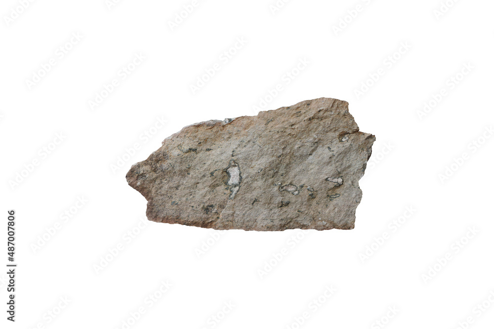 Isolated a specimen of tuff igneous rock on white background. Tuff is a ...