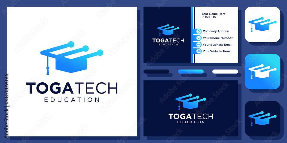 Toga tech Logo. Toga Cap Technology Logo. Education digital. Vector ...
