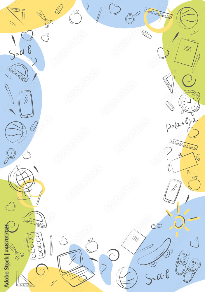 Background with school supplies and objects with place for text ...