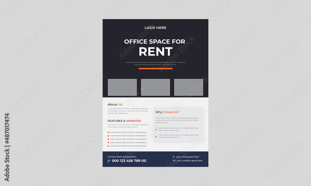 Space for lease flyer template, Office space rent flyer, Office lease ...