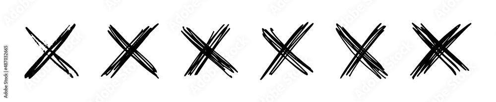 Fast scribble crosses. Simple drawn crossed out cancel signs. Vector ...