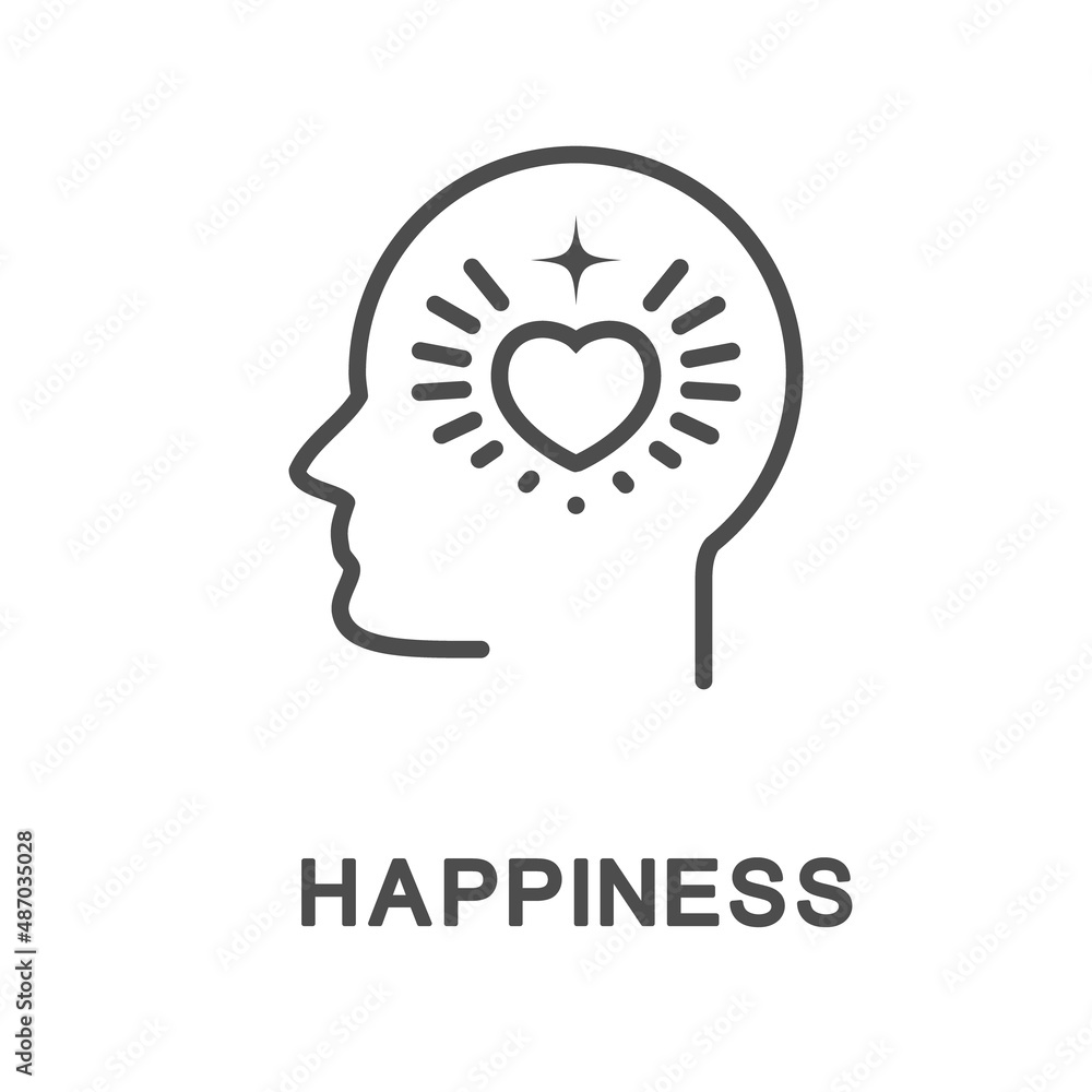 Icon – happiness. The heart, winged with rays of joy, is a symbol of ...