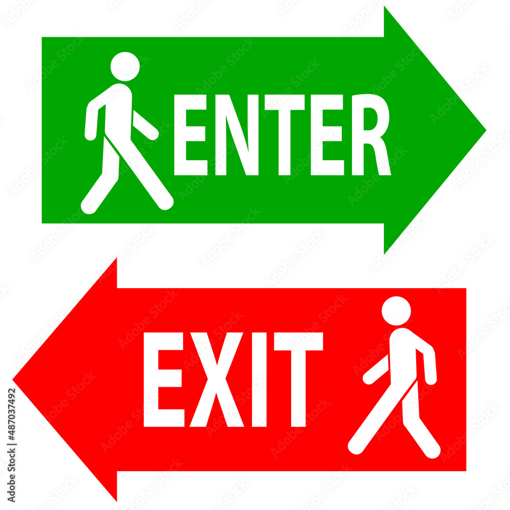 Enter and exit sign for public awareness. Stock Vector | Adobe Stock Enter and exit sign for public awareness. Stock Vector | Adobe Stock