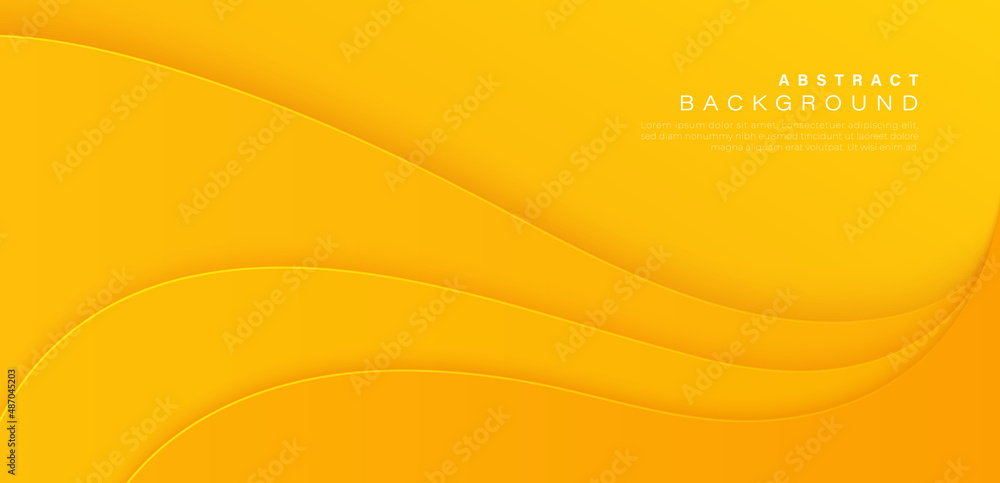 Abstract yellow paper cut wave layer background with shadow. Modern ...