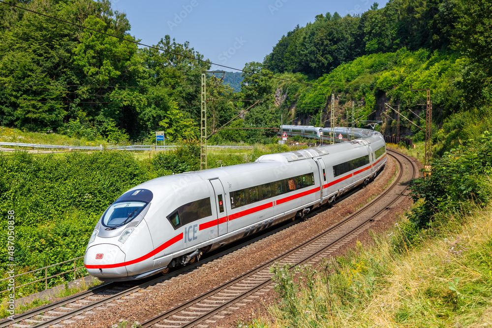 ICE 3 High speed Train Of Deutsche Bahn On Geislinger Steige Near ICE 3 High speed Train Of Deutsche Bahn On Geislinger Steige Near
