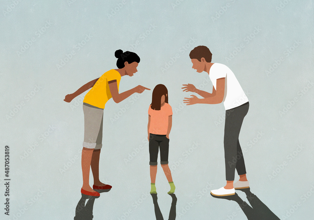 Parents yelling at daughter Stock Illustration | Adobe Stock