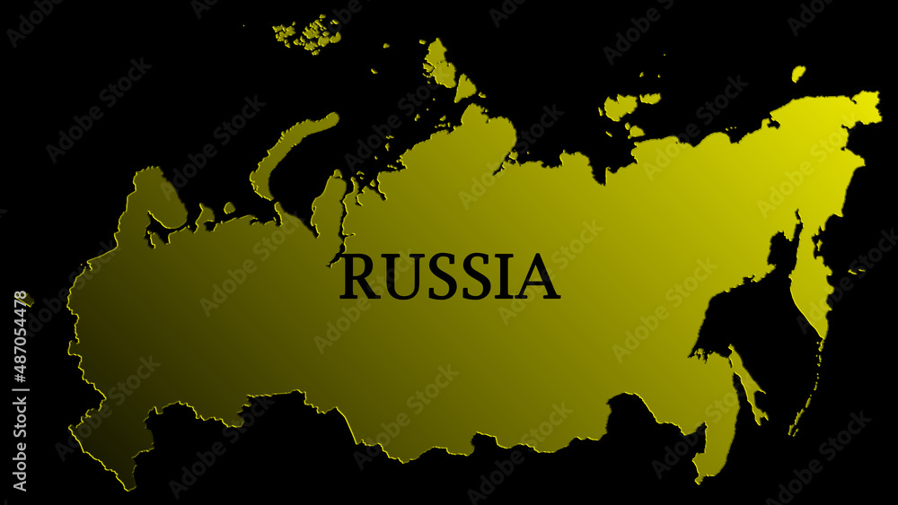 Golden map of Russia. Map of Russia is isolated on a black background ...
