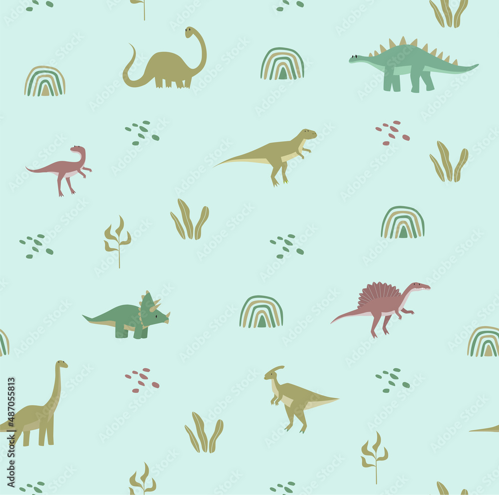 Print. Vector seamless background with dinosaurs. Jurassic Park ...