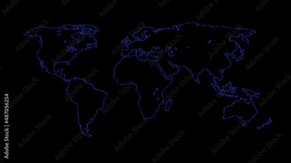 Global technology map 3d. Neon digital map of the Earth with computer ...